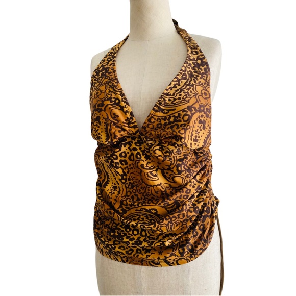 Swim | Vintage Y2k Brown Tan Boho Pattern Tankini Bathing Suit Halter ...